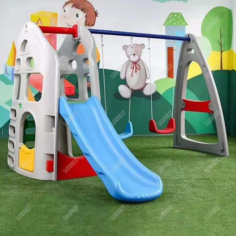 Backyard Plastic Toy Slides and Swings Set for Children