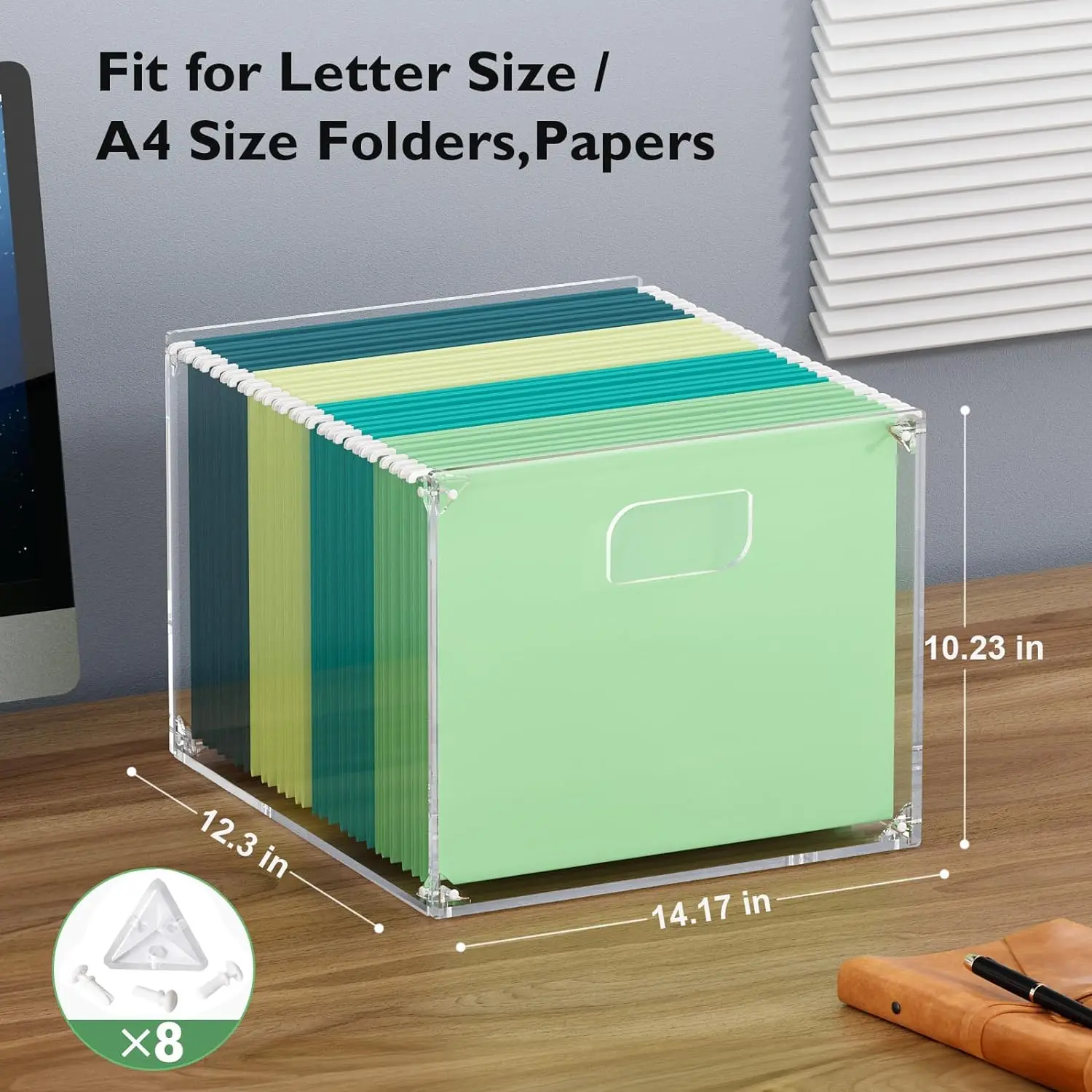 Custom Durable Acrylic File Organizer Box Modern Clear Acrylic Desktop ...