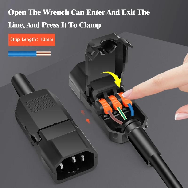 IEC C13 C14 Power Adapter Plug with Socket 10A Male Female Quick ...