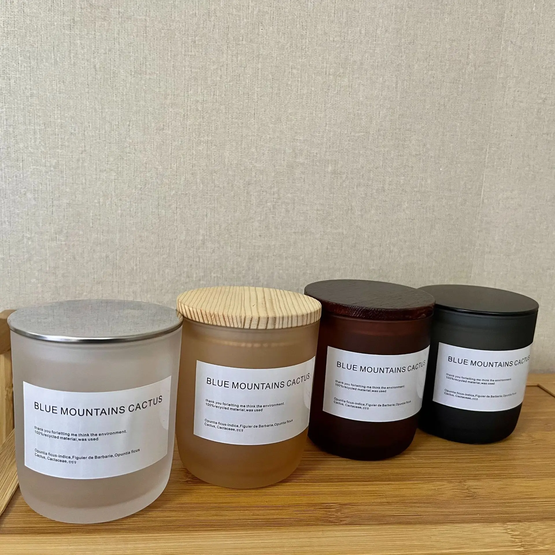 Bamboo Lid Nordic Decorative Candle Jar Custom Color Black White Brown ...