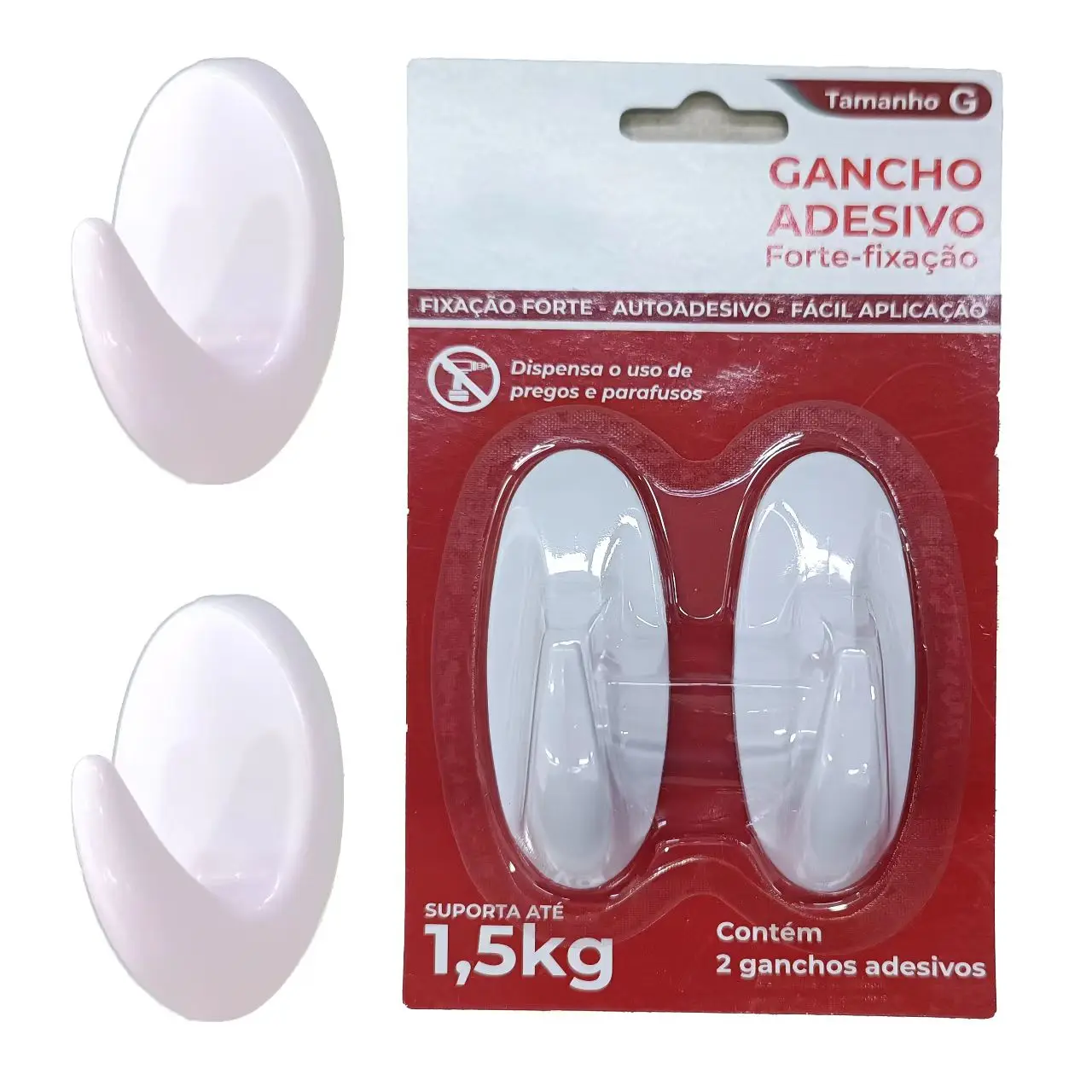 2 Pcs 8cm *3cm Removable Hook Adhesive Stick On Hook Removable Plastic ...