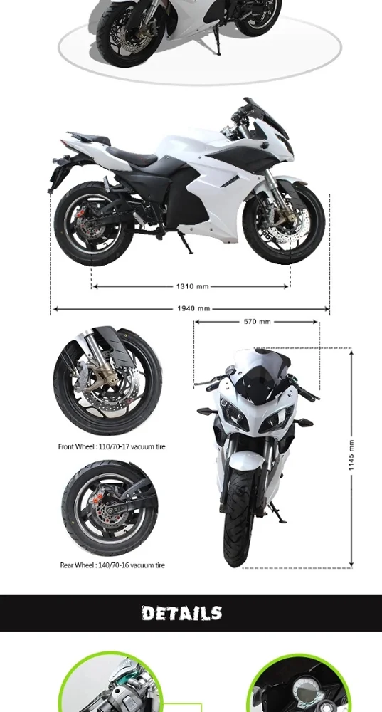 Street 125cc Lifo Motos Electric Motorcycle - 150KM Range, 2000W Power ...
