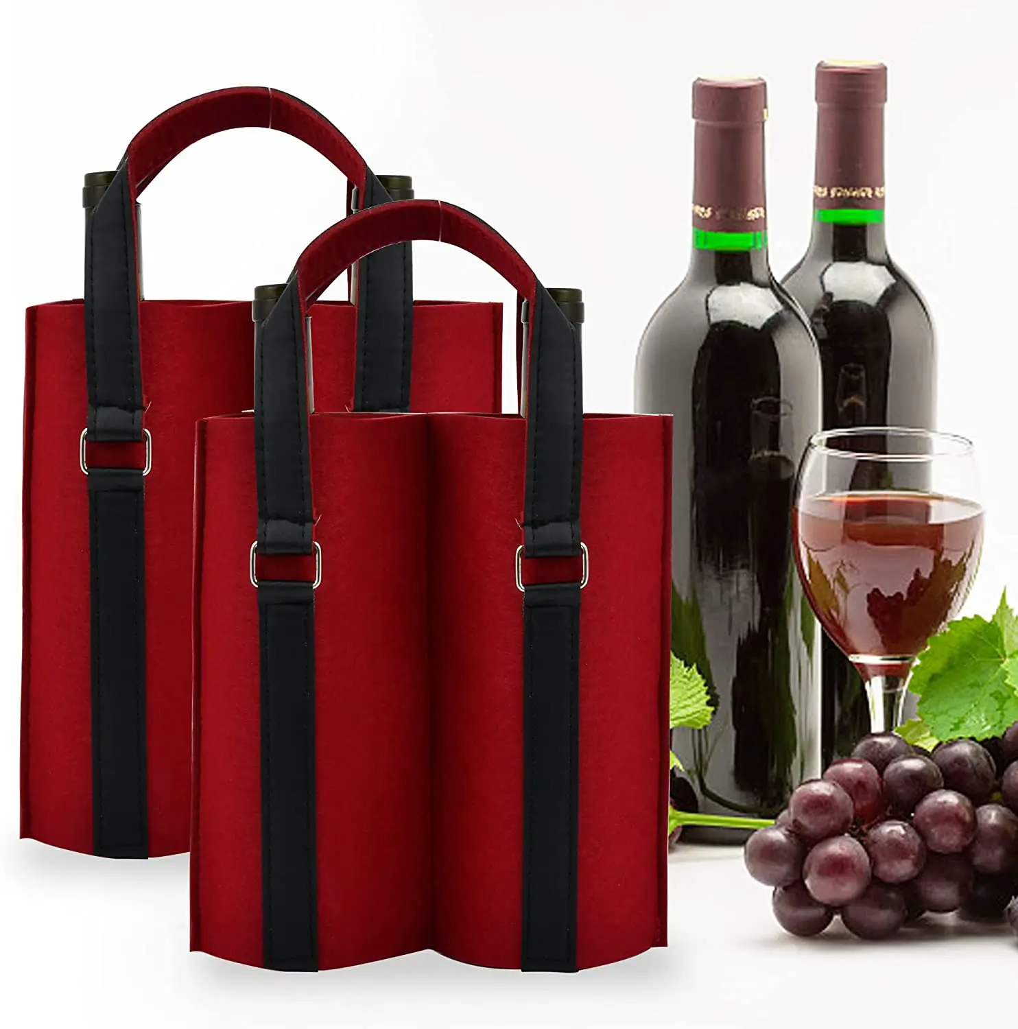 Wholesale New Design Reusable Felt Double Wine Bottle Gift Bag with ...