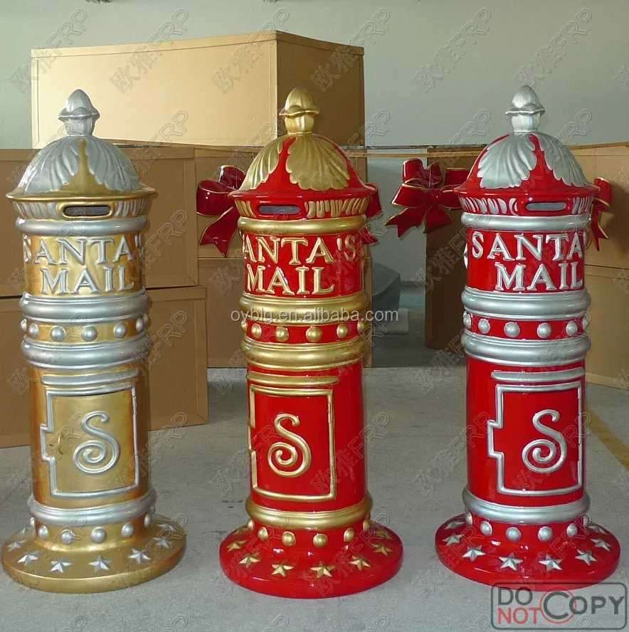 Life Size Fiberglass Santa Letter Box for Christmas Decorations ...