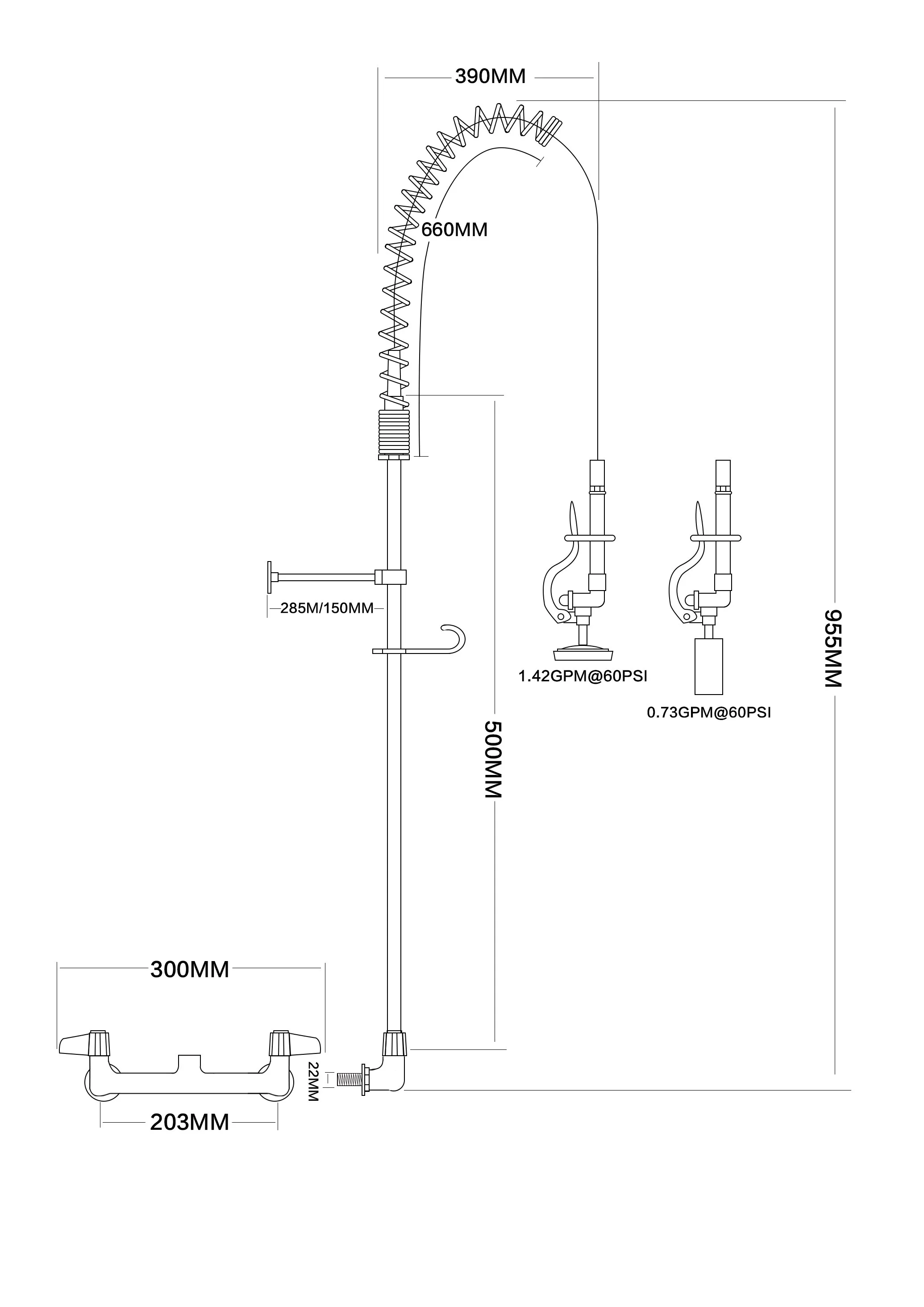 Pds Double Handle Pull Out Kitchen Tap Eq Pre Rinse Faucet Easy Install ...