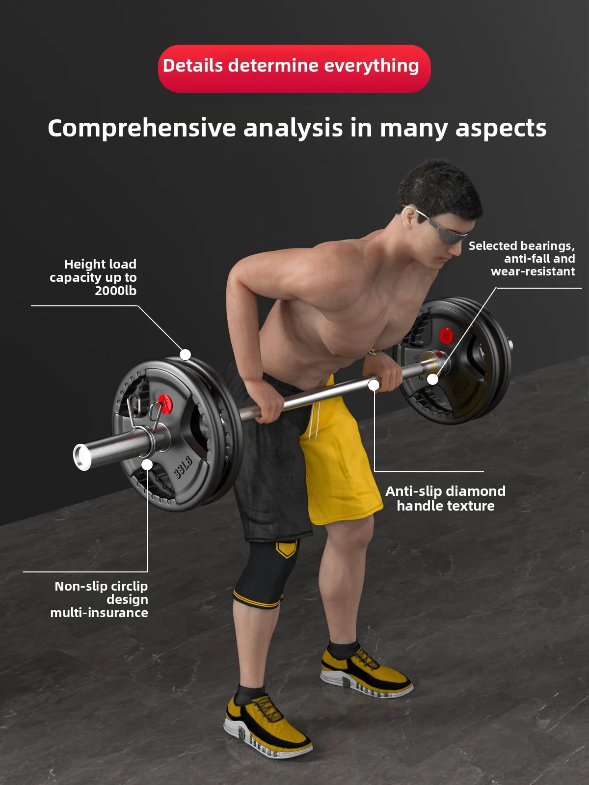 GLSfitness W02 Original Factory Weightlifting bar Barbell bar 20 kg 220 ...