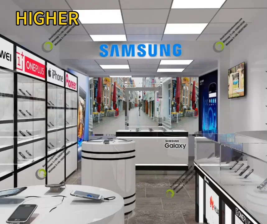 Retail Store Design Mobile Phone Wooden Display Cabinet Cell Phone Shop ...