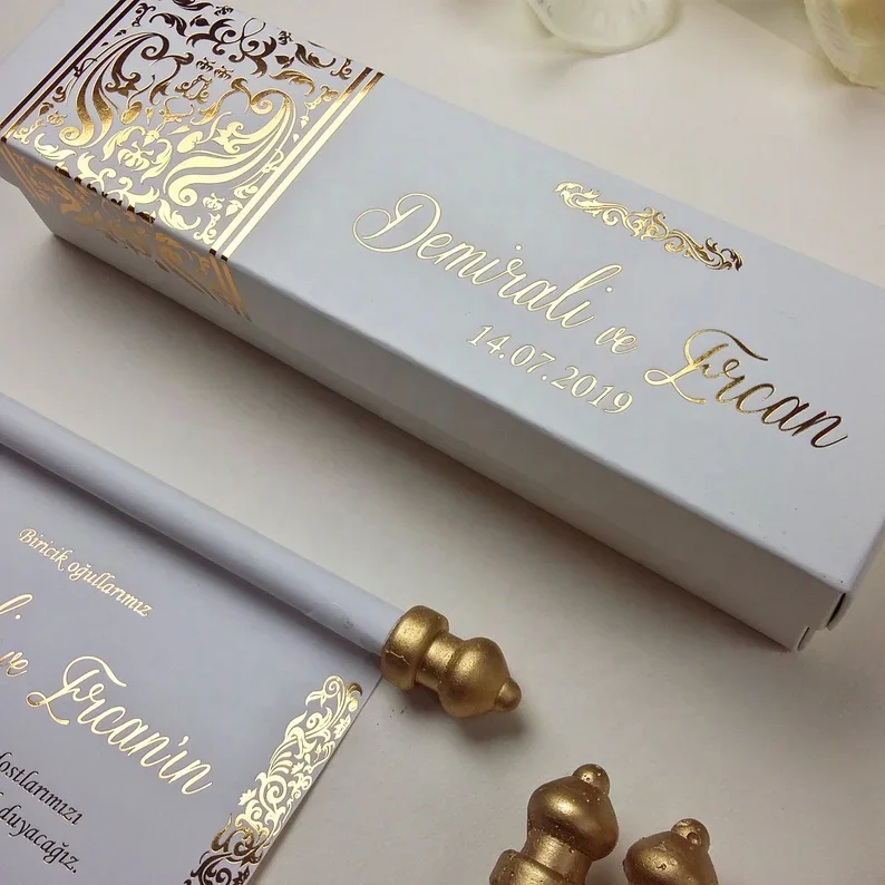 For Promotion Scroll Wedding Invitations With Box Tassel Gold Royal ...