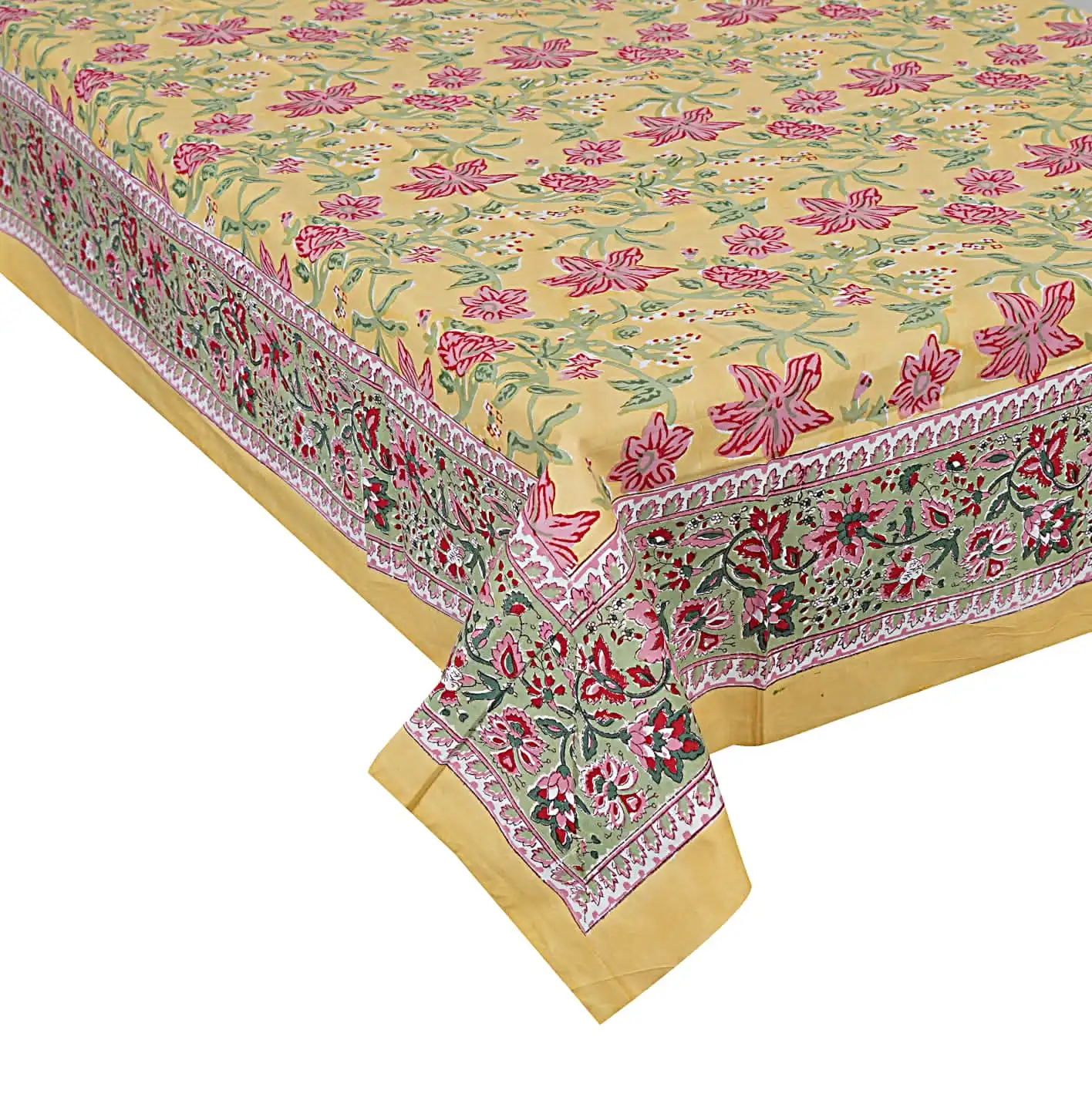Wholesale 60x90 Inch Handmade Block Printed Cotton Floral Table Cloth ...