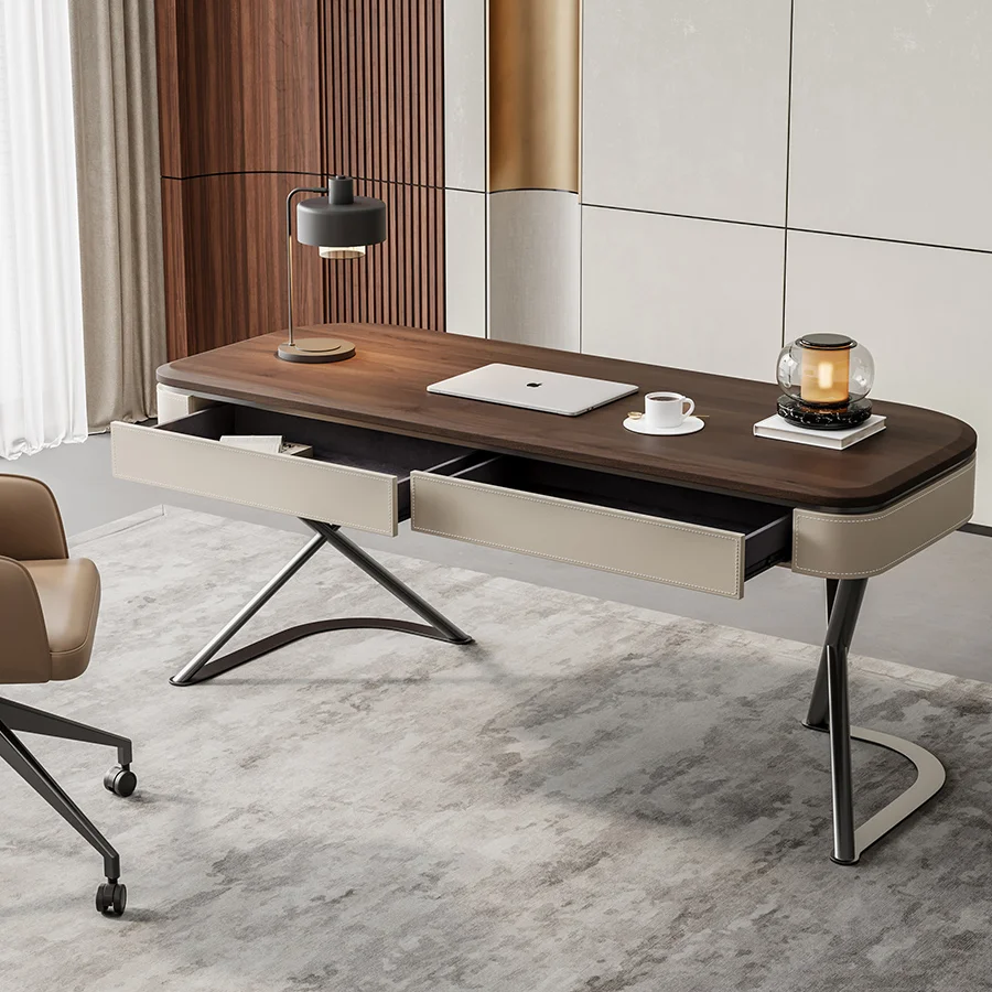 Simple Contemporary Walnut Color With Drawer Home Work Desk With ...