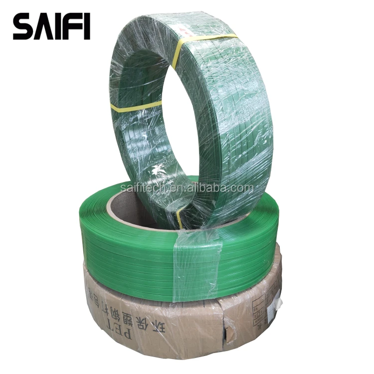 Green Color Embossed PET Strapping Belts for Carton Packing