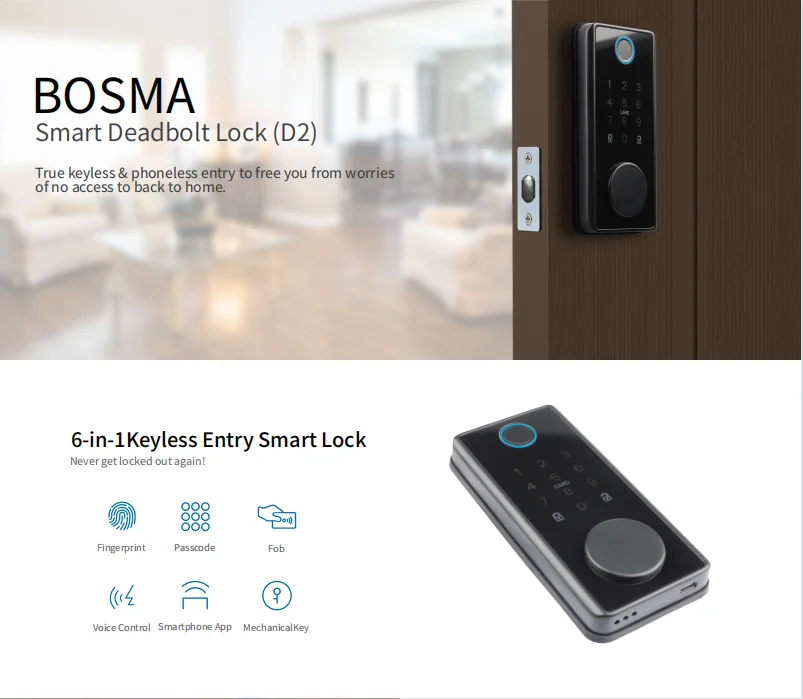 Tuya Ble Smart Door Lock With Card Biometric Fingerprint App Voice ...