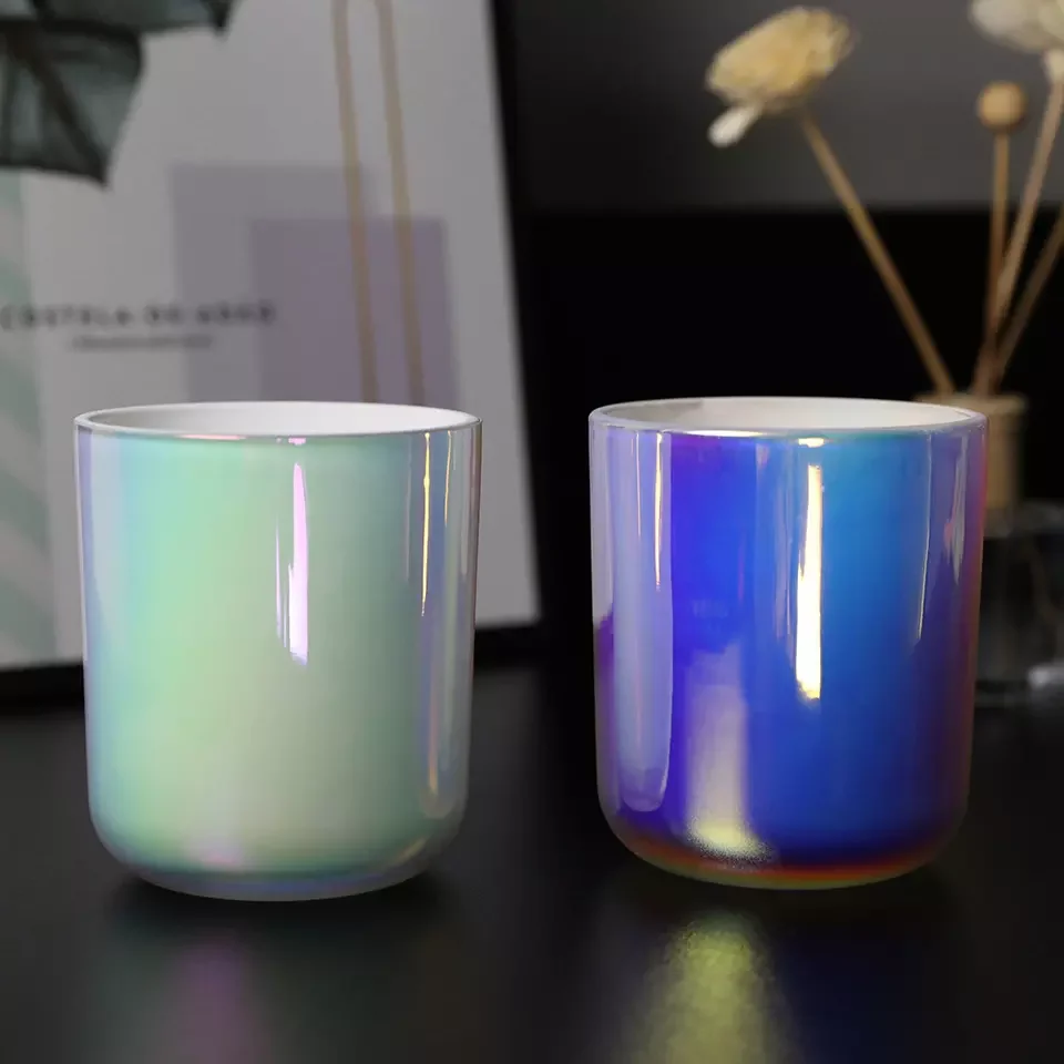 Iridescent Holographic Candle Jars - Perfect for Home Decor