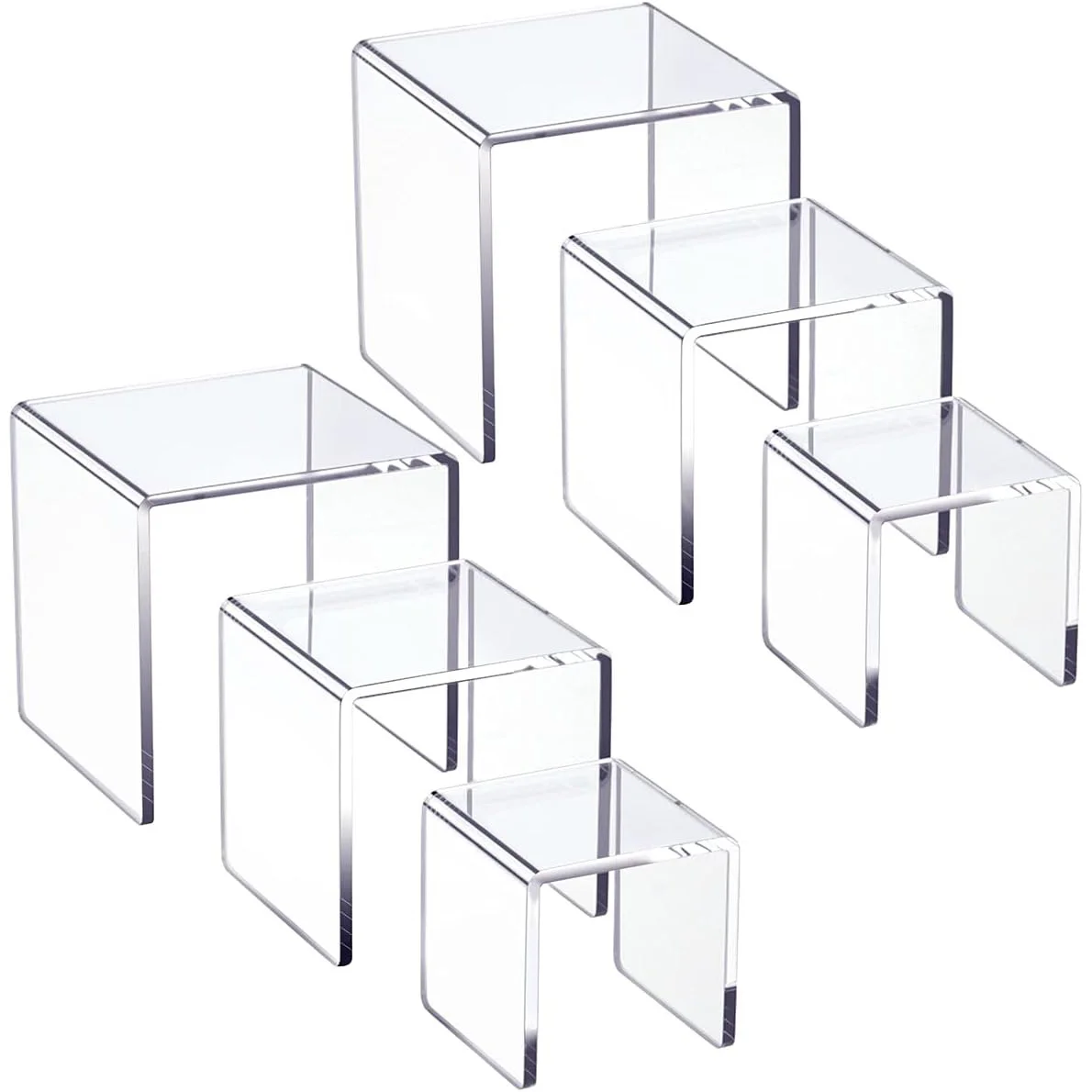 Clear Nesting Coffee Table Set Food Risers Acrylic Cube Display Stand ...