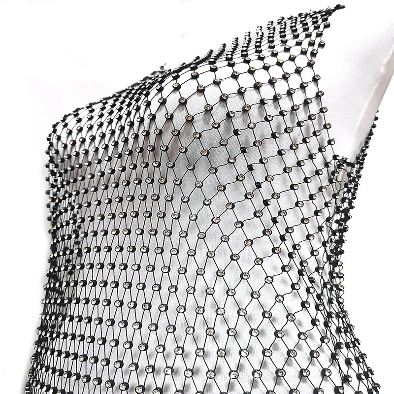 10 Yards Sexy See Through Elastic Mesh Rhinestones Fishnet Fabric for ...