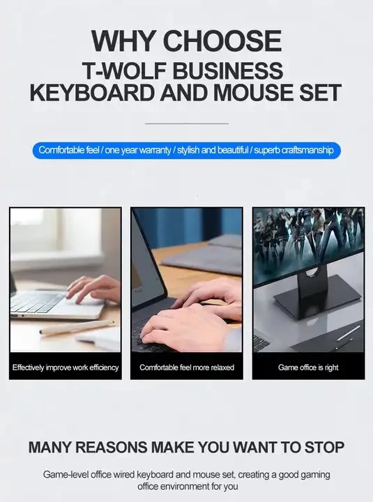 TWOLF TF500 Gaming Keyboard and Mouse Combo for PC Desktop