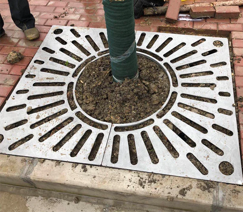 Composite Light Green Grey FRP Resin Tree Grating for Parks