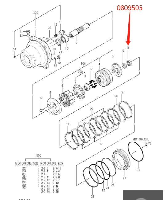 Original Excavator Traveling Port Plate Bearing 0809505 For Zx330 Zx450 ...