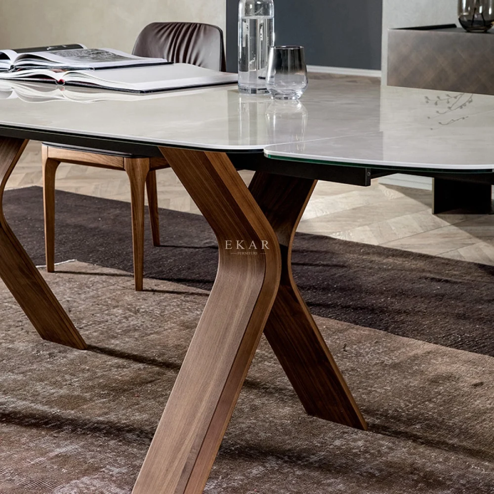 Modern Long Dining Table with Metal Legs and Marble Top-dining Room ...