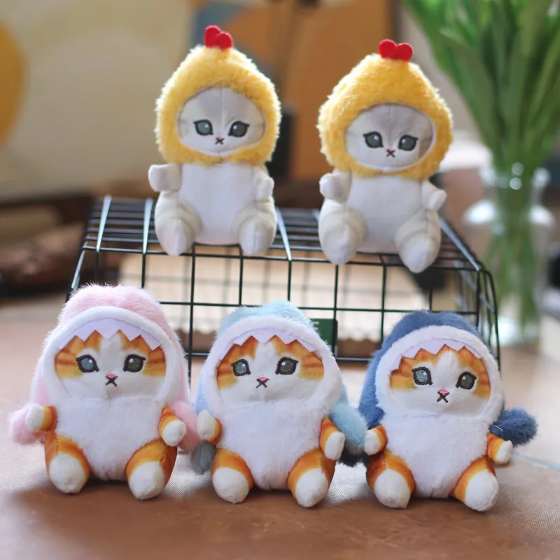 Cute Shark Cat Fried Shrimp Stuffed Animal Plush Keychains Doll Bag ...