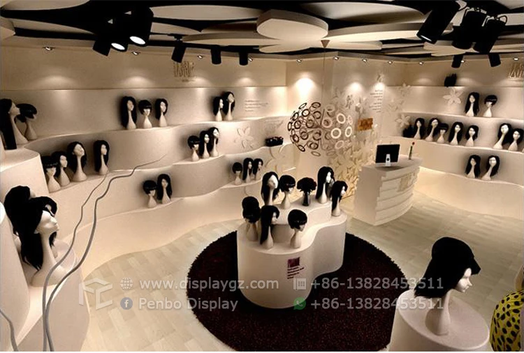 Beauty Shop Wig Display Showcase - Penbo Display Solutions