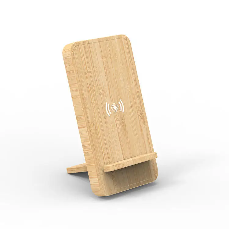 Eco-Friendly Bamboo Wood Wireless Phone Charger Stand 10W Fast Wireless ...