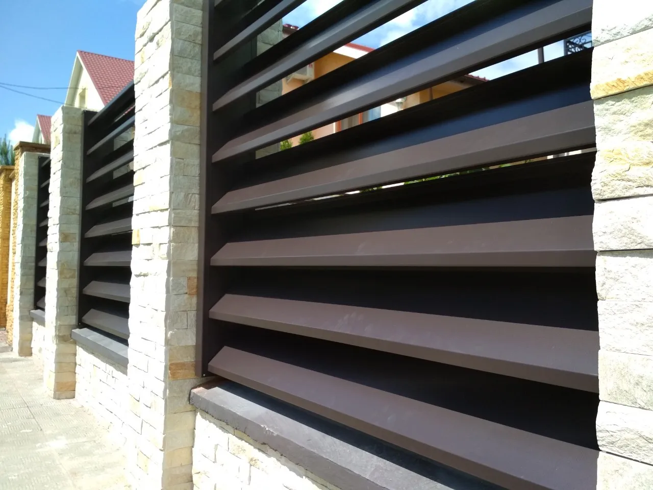 Privacy Louver Fences Outdoor Security Aluminum Fixed Louver Fencing ...