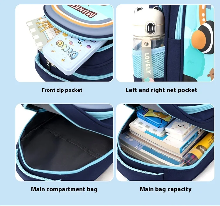 3D Cute Cartoon 2 Pieces Backpack for Kids Boys and Girls Elementary ...