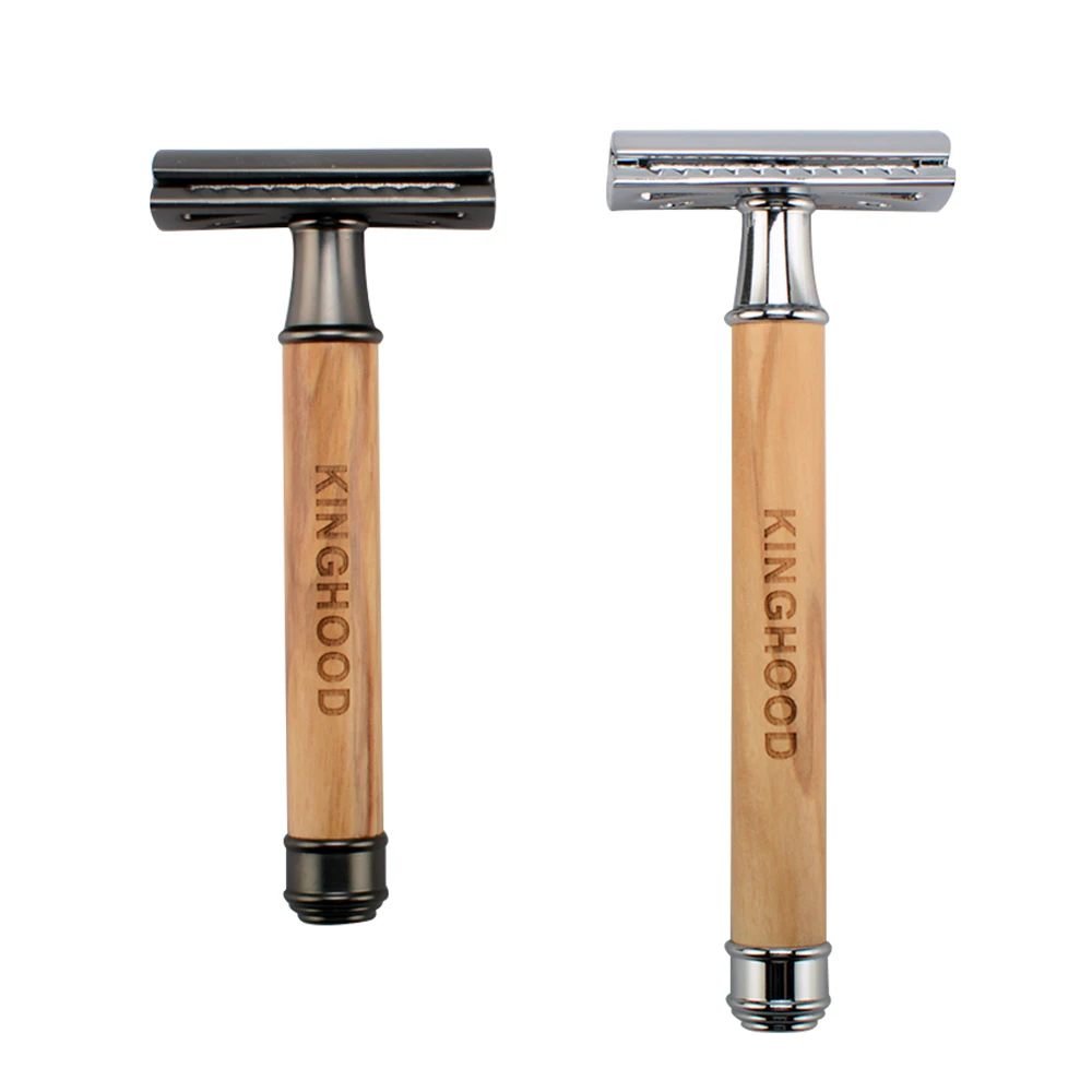 Eco Friendly Mens Underarm Long Handle Wooden Olive Bamboo Safety Razor ...
