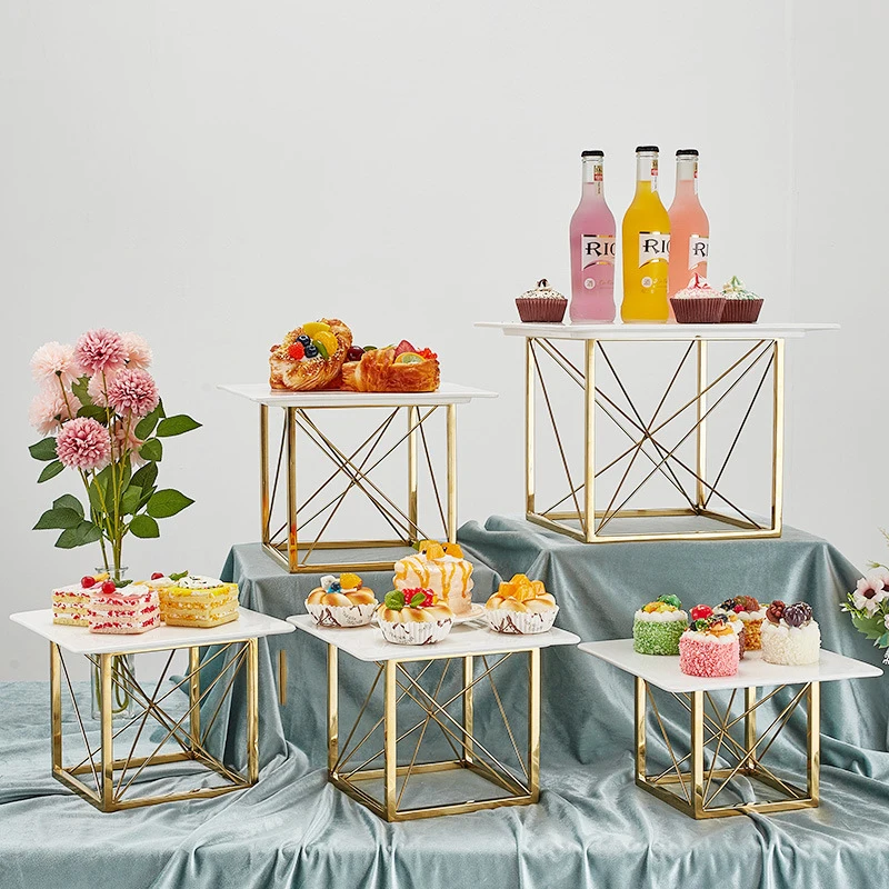 Gold Metal Buffet Display Stands for Weddings & Events