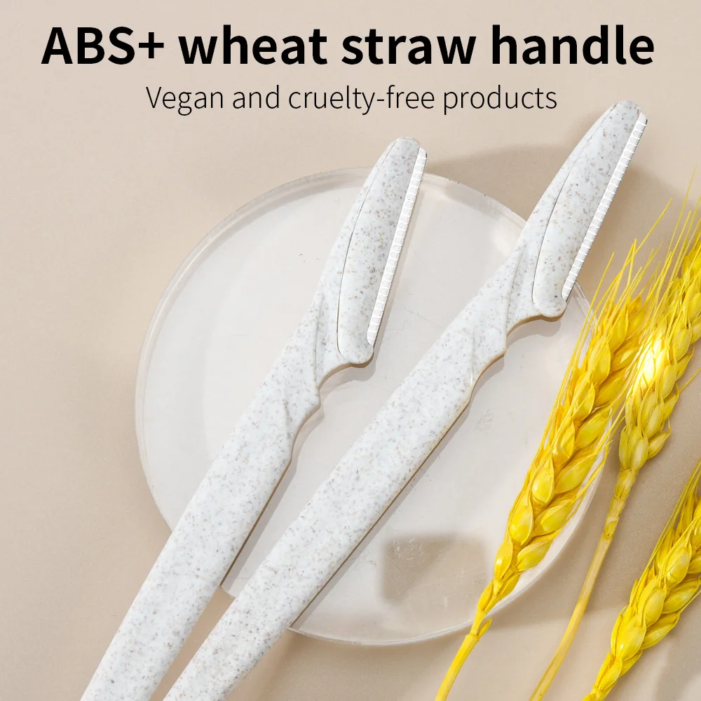 6 Piece Wheat Straw Eyebrow Razor Set Women Shaving Razor Eyebrow ...