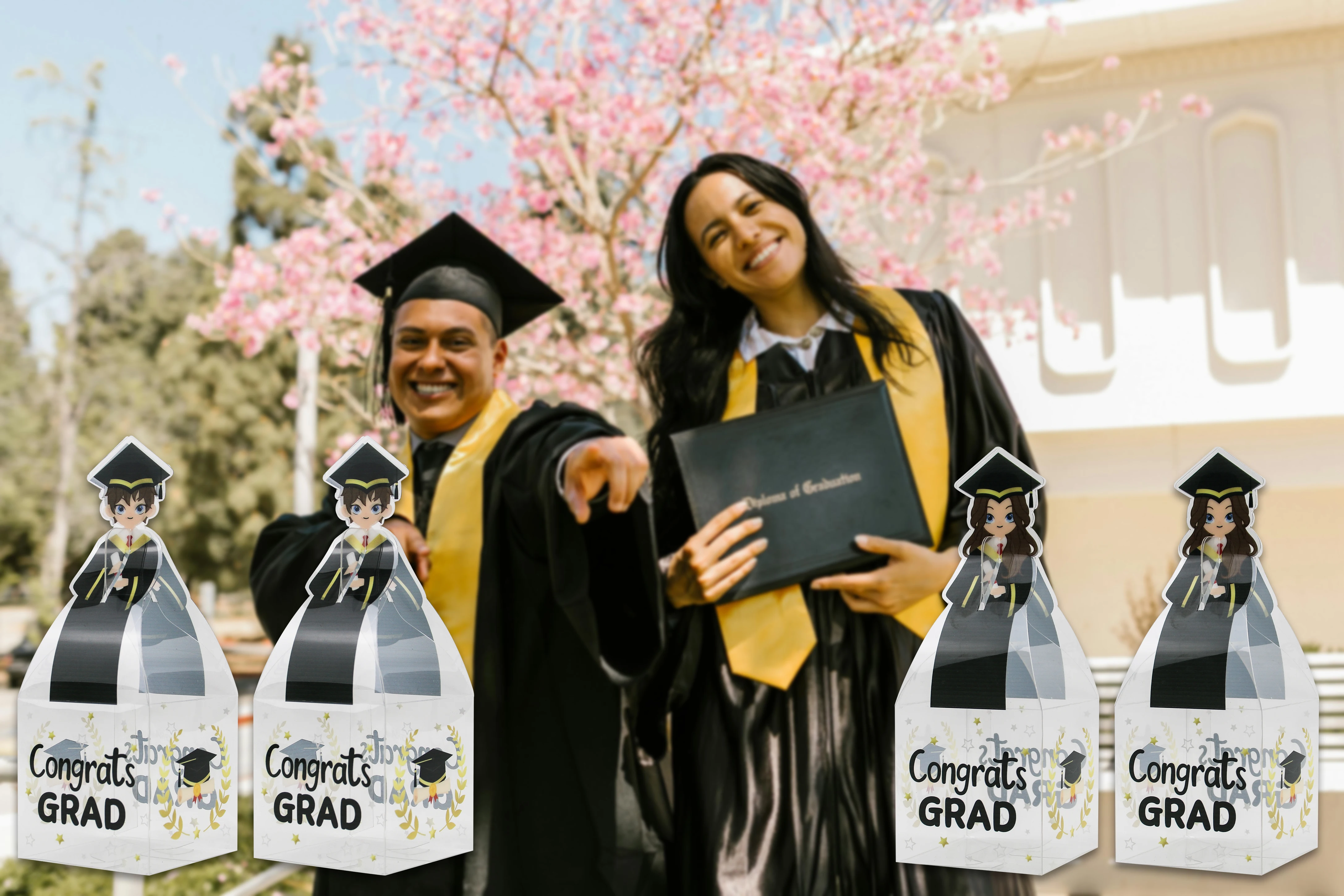 Graduation Theme PVC Candy Treat Boxes Graduation Party Favour Gift ...