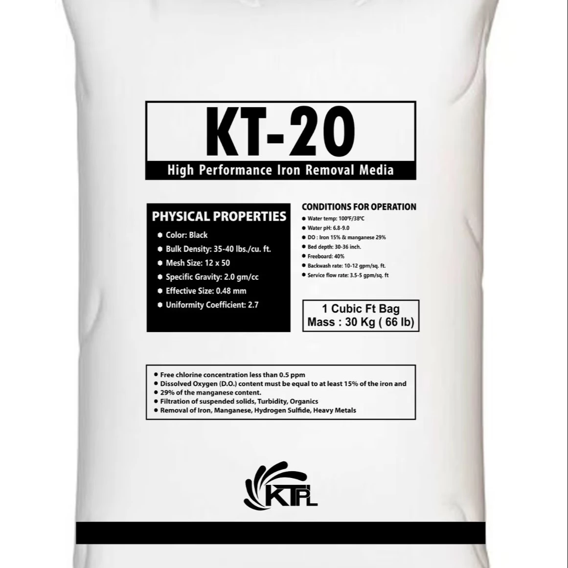 KT-20 High Performance Iron Removal Media for Water Treatment
