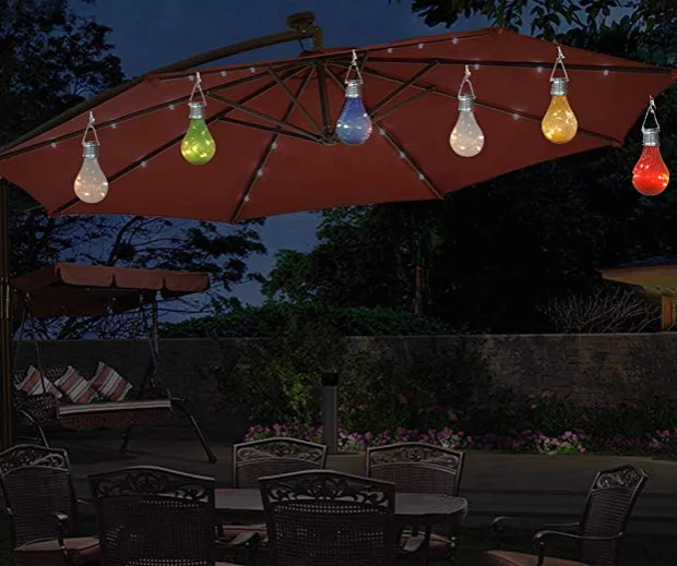 Solar Powered Hanging Light Bulbs Solar Garden Lights Led Outdoor ...