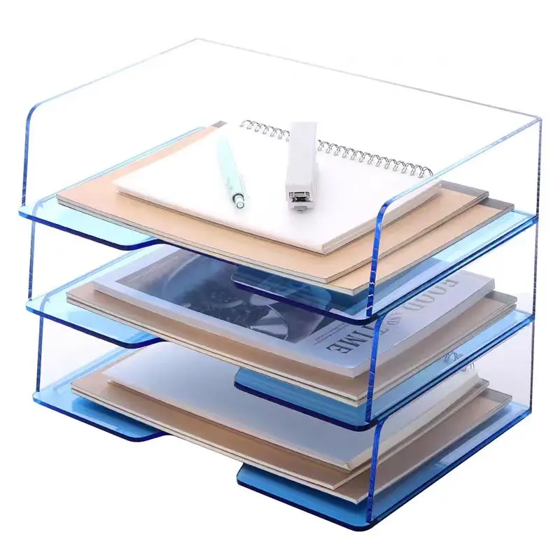Custom Acrylic Stackable Letter Tray Waybill Receipt Book Clear Tray ...
