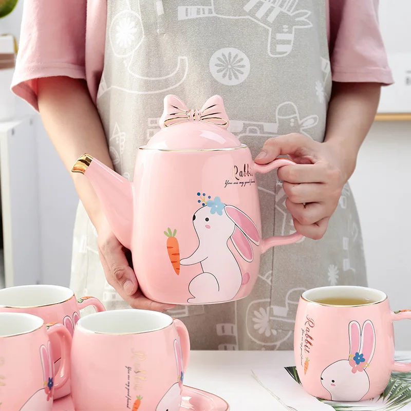 Creative Rabbit Ceramic Tea Set With Teapot Drinkware Gift Tea Set ...