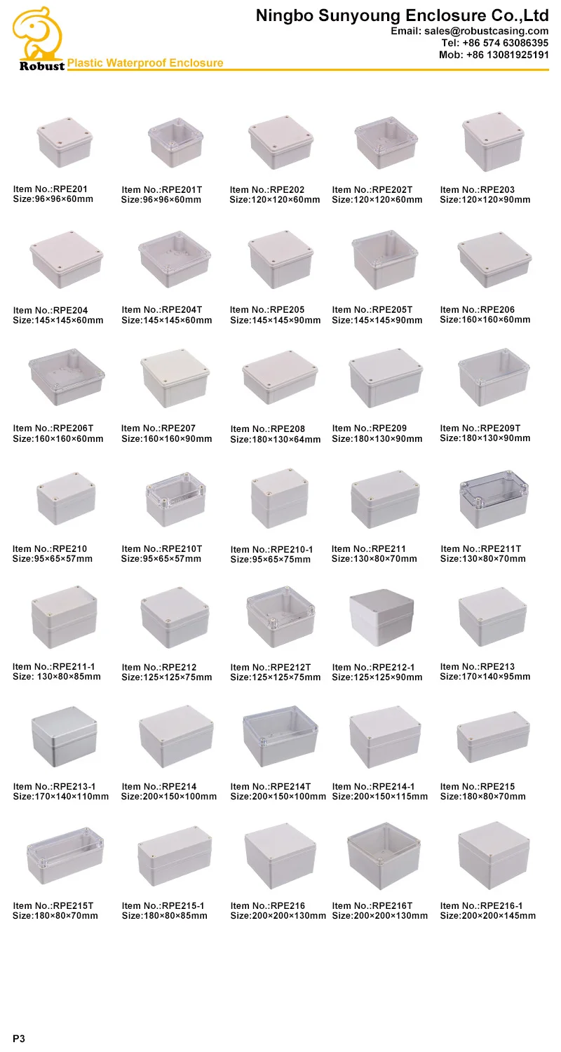 Outdoor Hinged Cover Plastic Enclosure Weatherproof Box Ip65 Case 8.6 X ...