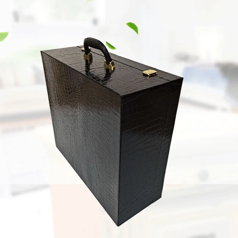 Custom Luxury Black Wood Material Box - Portable Storage
