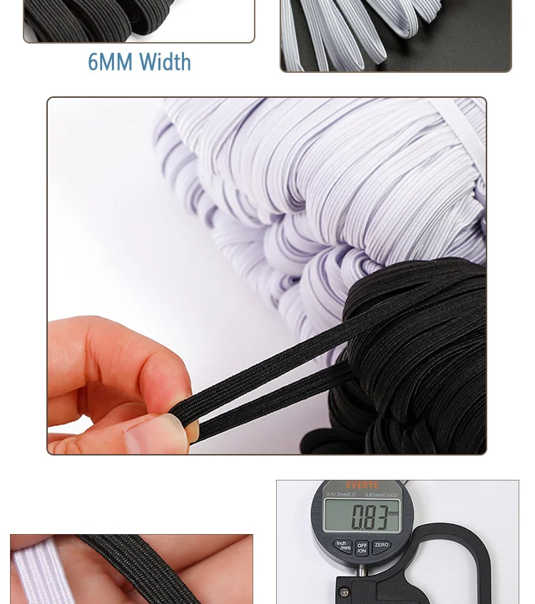 Manufacture 1/8"colorful Skinny Flat Elastic Band 3mm Earloop Elastic ...