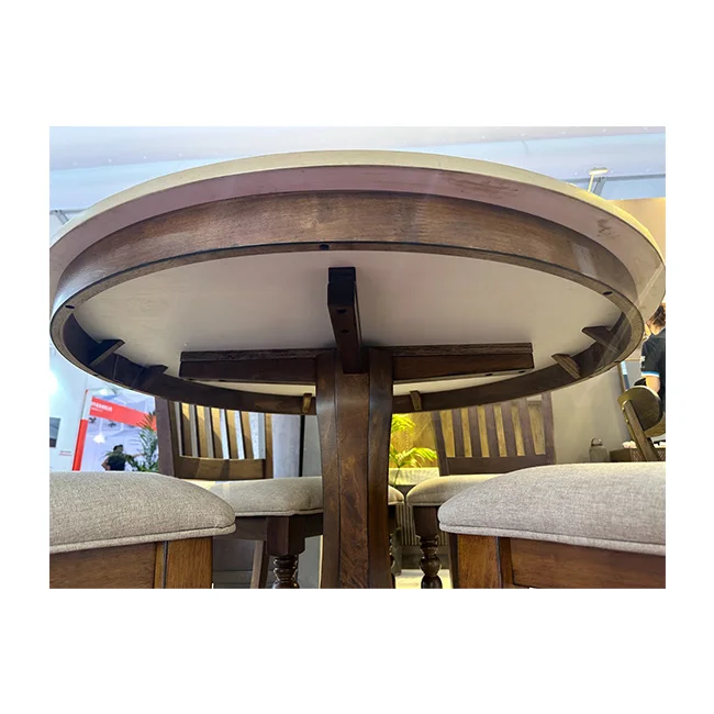 Classical Arkadia Dining Round Table With Solid Rubber Wood Leg And Ash ...