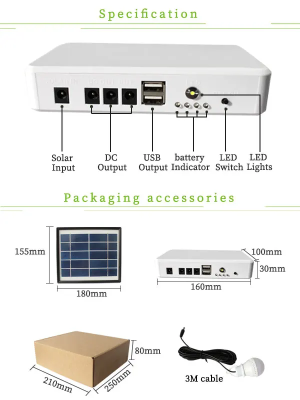 High Quality 5w 6v Portable Mini Solar Light Solar Home Kit With 5v Usb ...