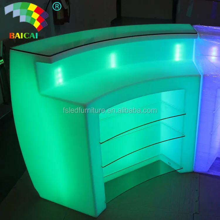 Wave Shape LED Bar Counter Portable Bar Counter Color Changing LED Bar ...