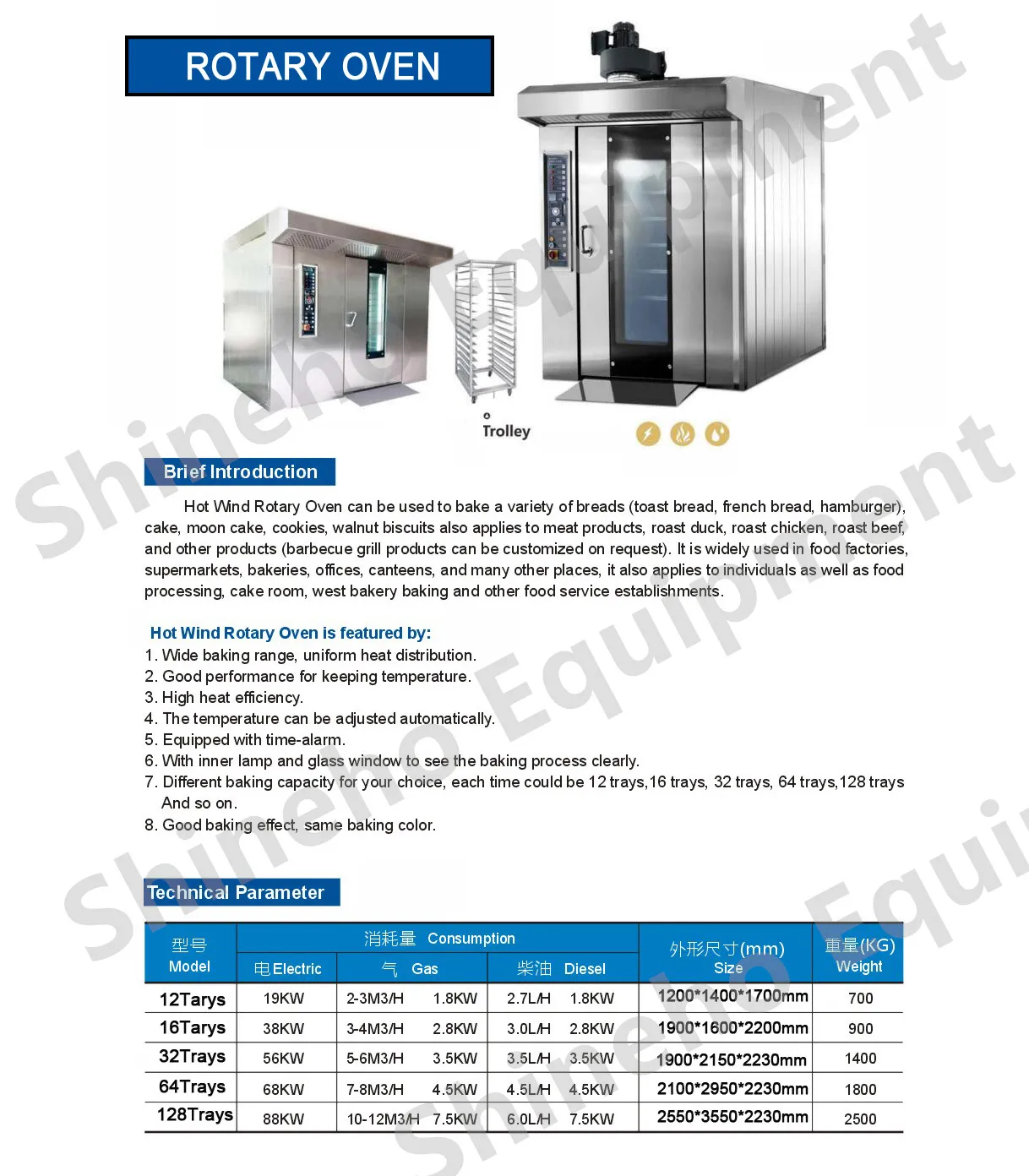 High Quality Rotary Oven Macadams for Bakery - 12 16 32 Trays