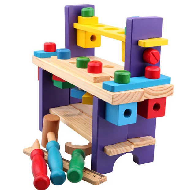 Hot Sale Kids Playing Tool Table Set Wooden Work Bench Toys, View ...