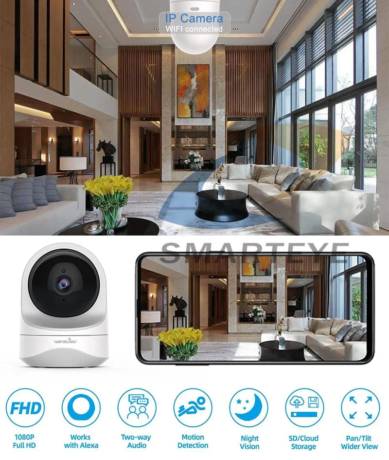 Ajcloud Home Security Ip Camera Baby Monitor 3mp 1296p Wifi Ip Camera ...