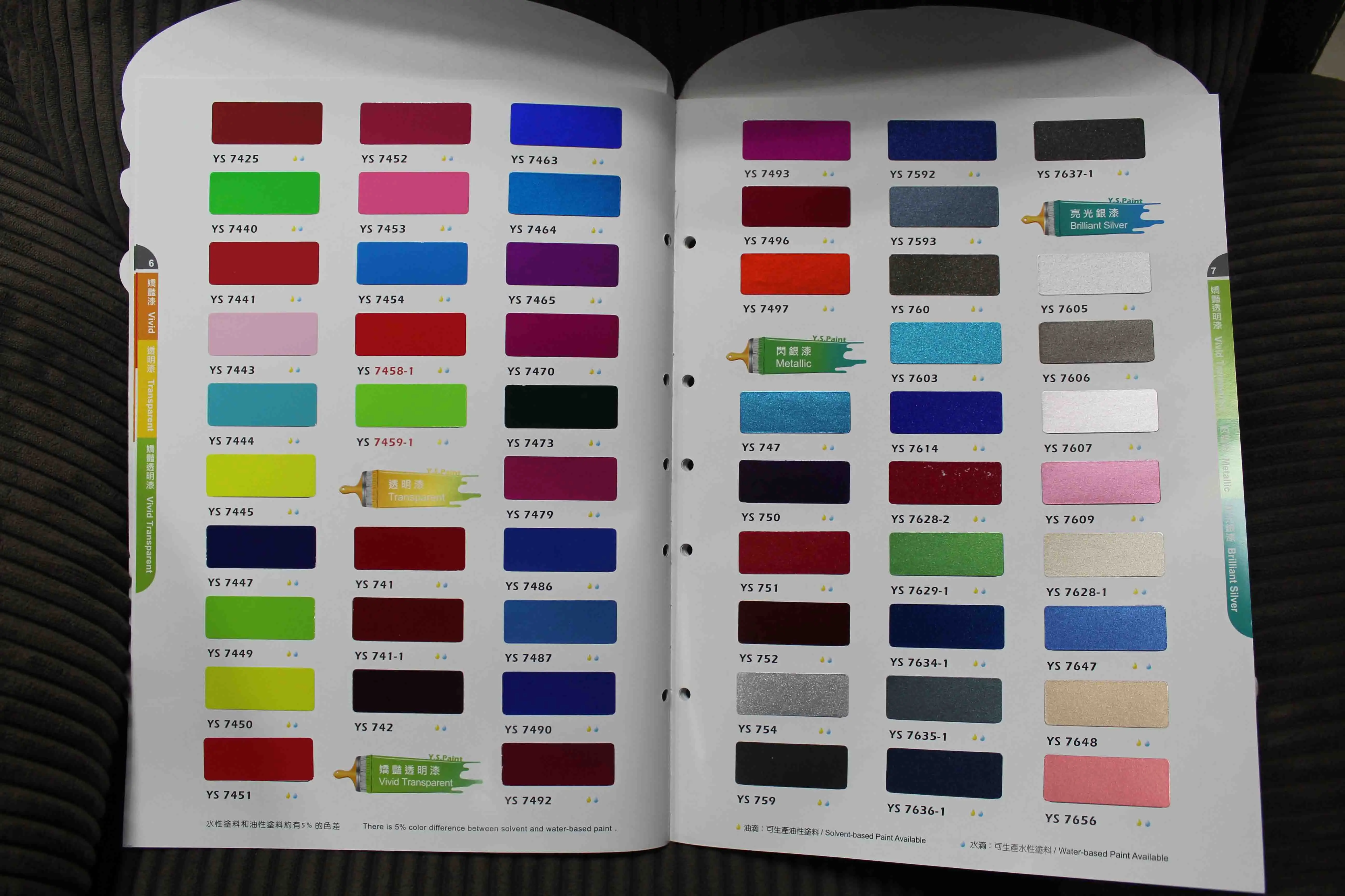 Carbon Frame Color Book Ys Liquid Coatings Oil Painting Color Code Book ...