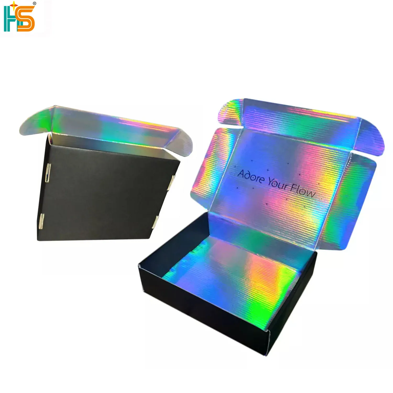 Custom Logo Black Holographic Shipping Corrugated Packaging Bag Boxes ...