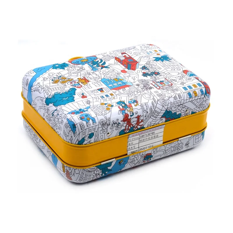 Custom Metal Can Tincase Lunch Box with Handle - Rectangle