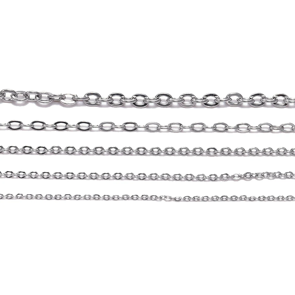 5m/lot 1.2 1.5 2.0 2.4 3.0 Mm Stainless Steel Link Chain Bulk Necklace ...
