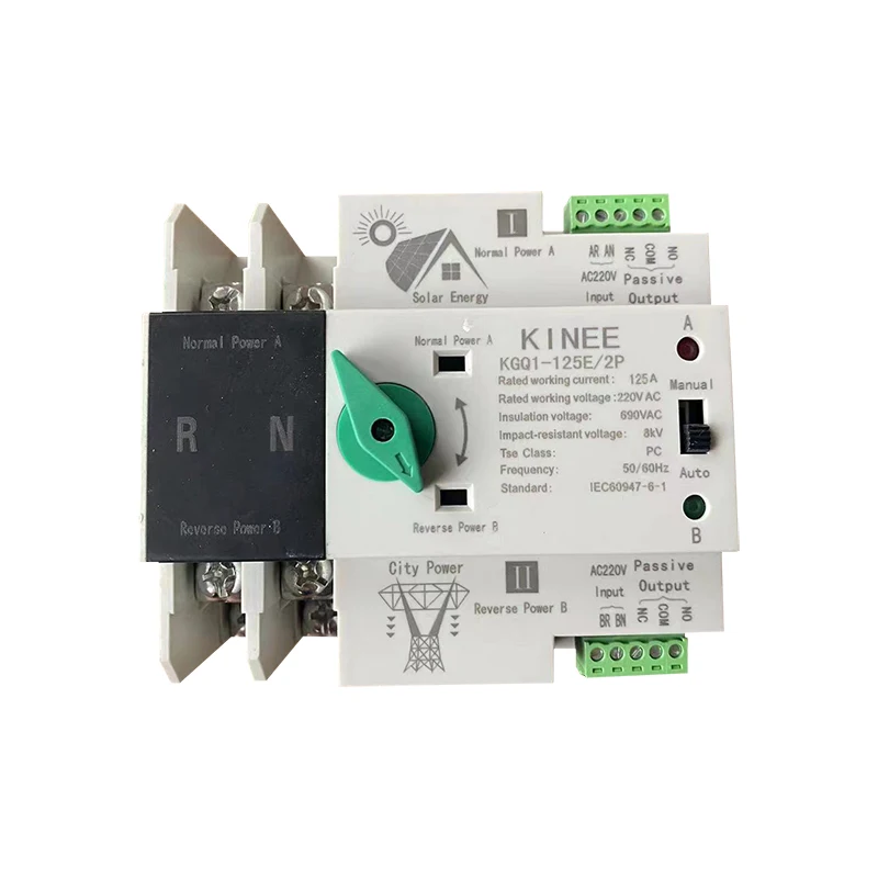 Kinee 125a 2p Automatic Transfer Switch Solar And City Dual Power ...